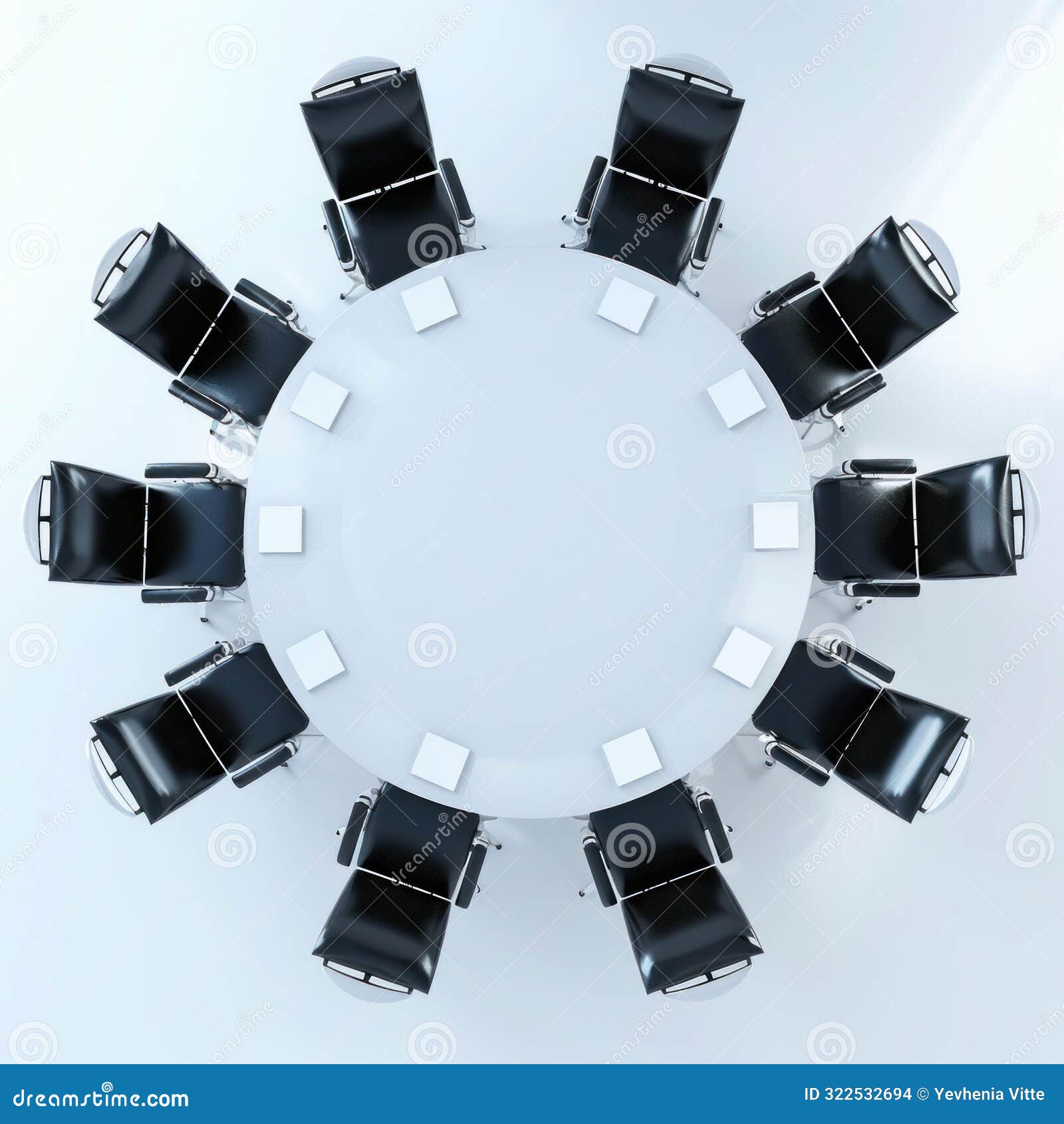 Round Conference Room Table And Chairs In A Hall With Modern Interior ...