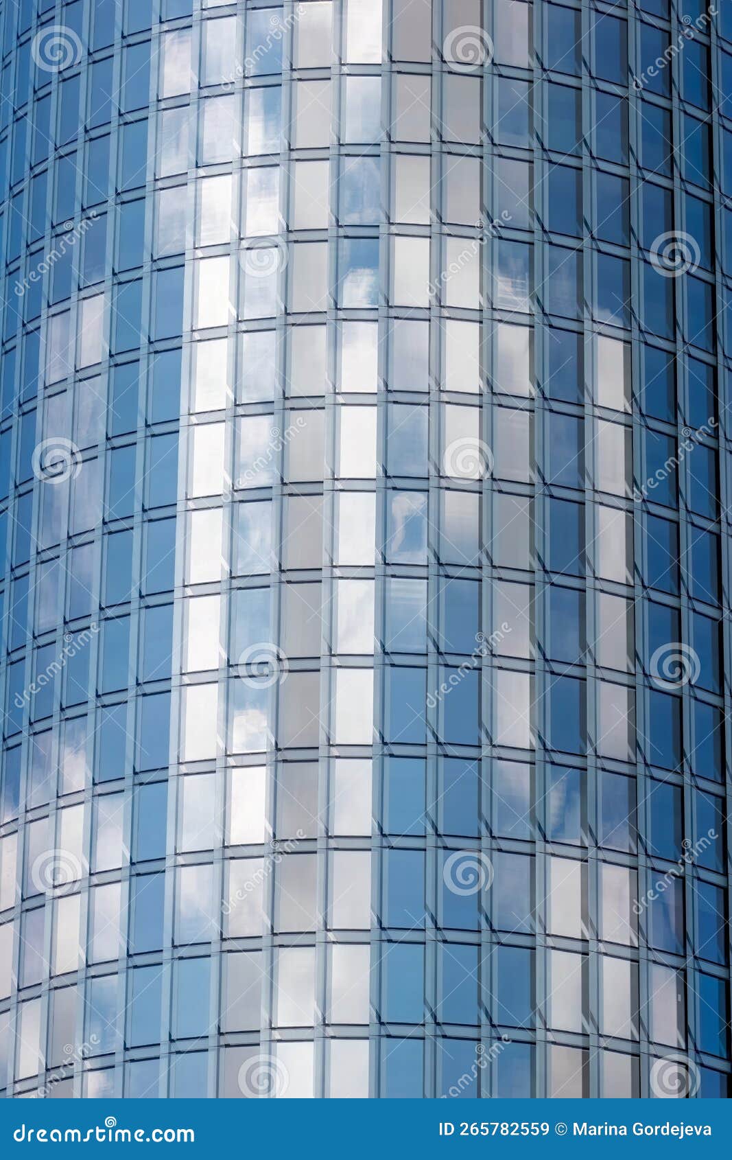 Modern Round Glass Buildings with Cloudy Blue Sky Background Stock ...