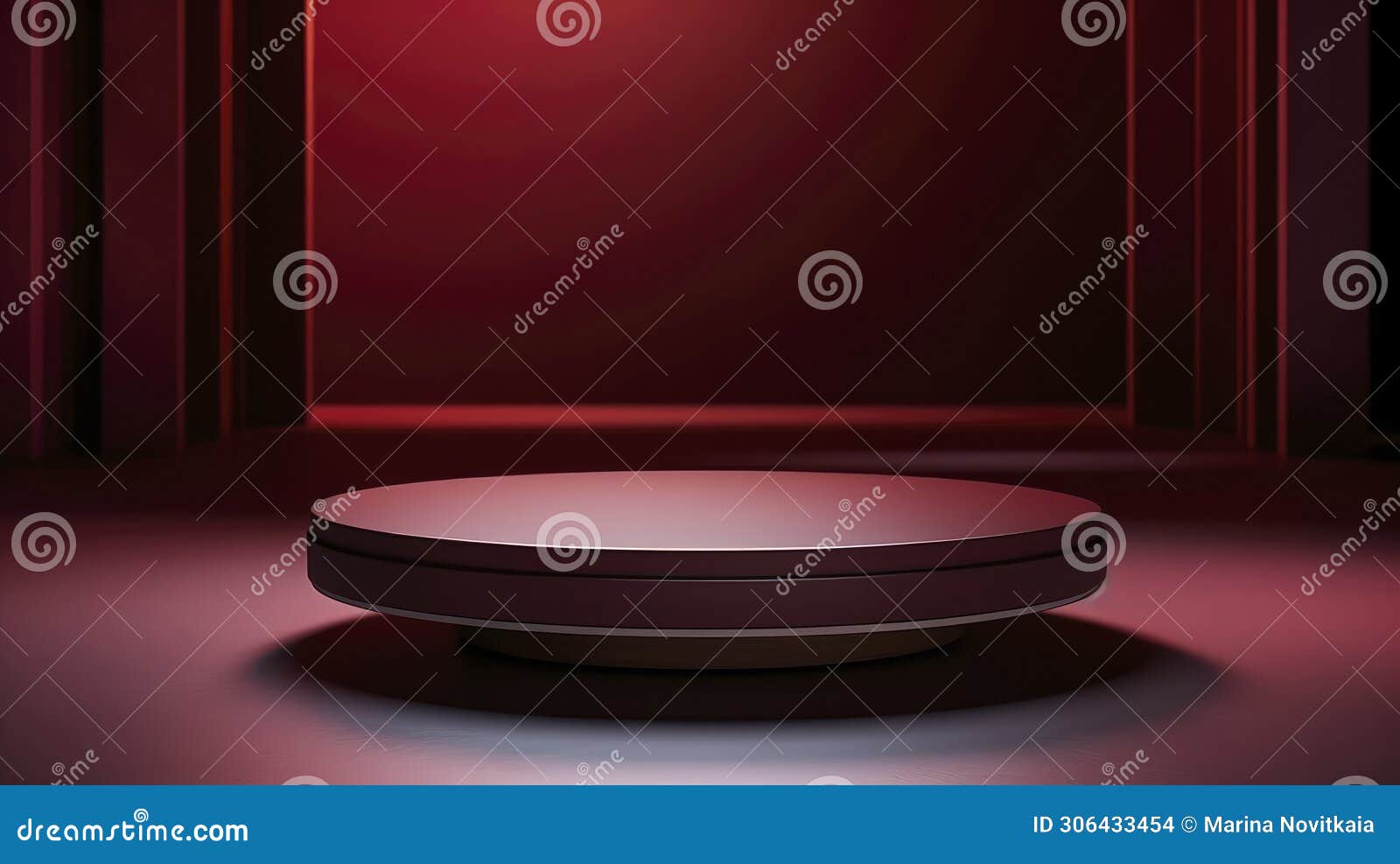Modern Round Maroon Empty Podium for Cosmetic or Product on Red Room ...