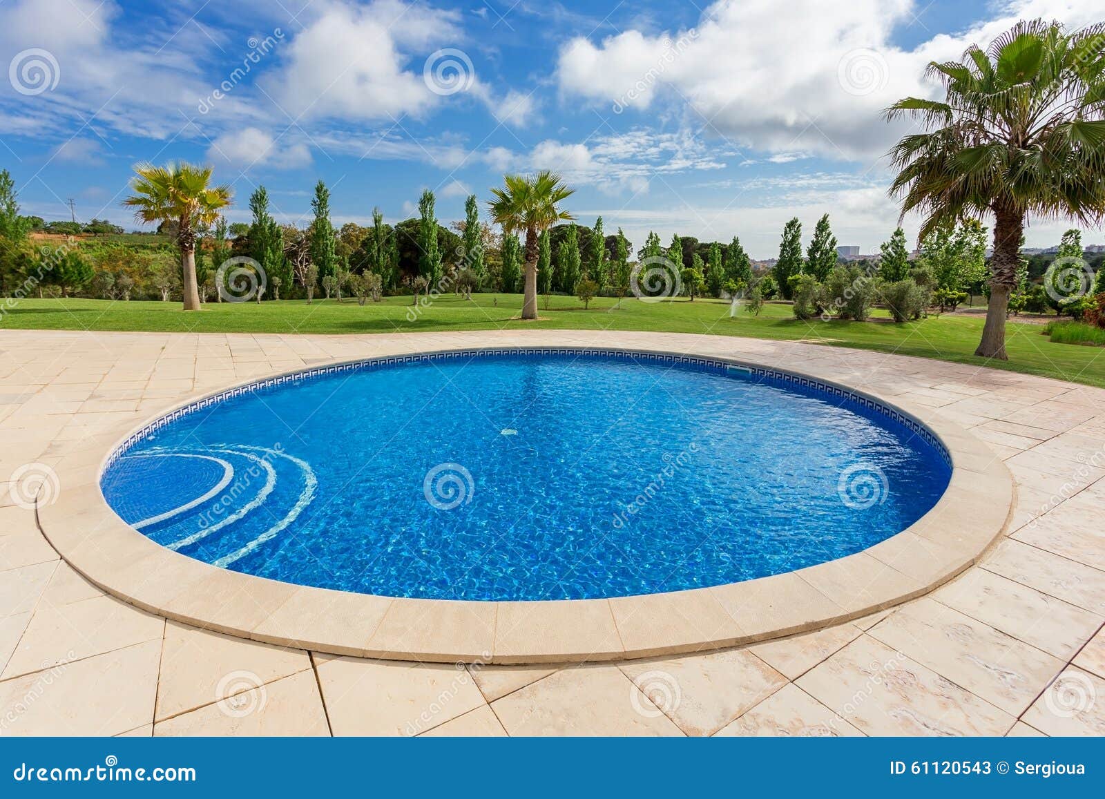 Modern Round Pool. in the Tropics, Near the Hotel. Stock Image - Image ...