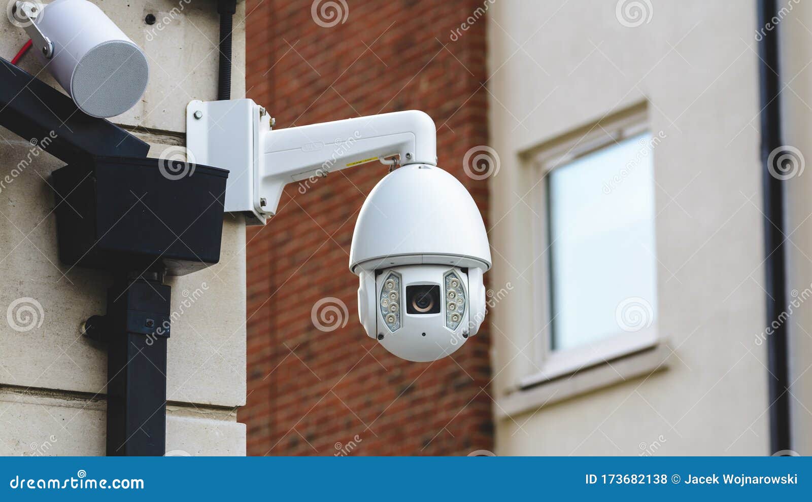 Modern Rounded CCTV Camera stock photo. Image of details - 173682138