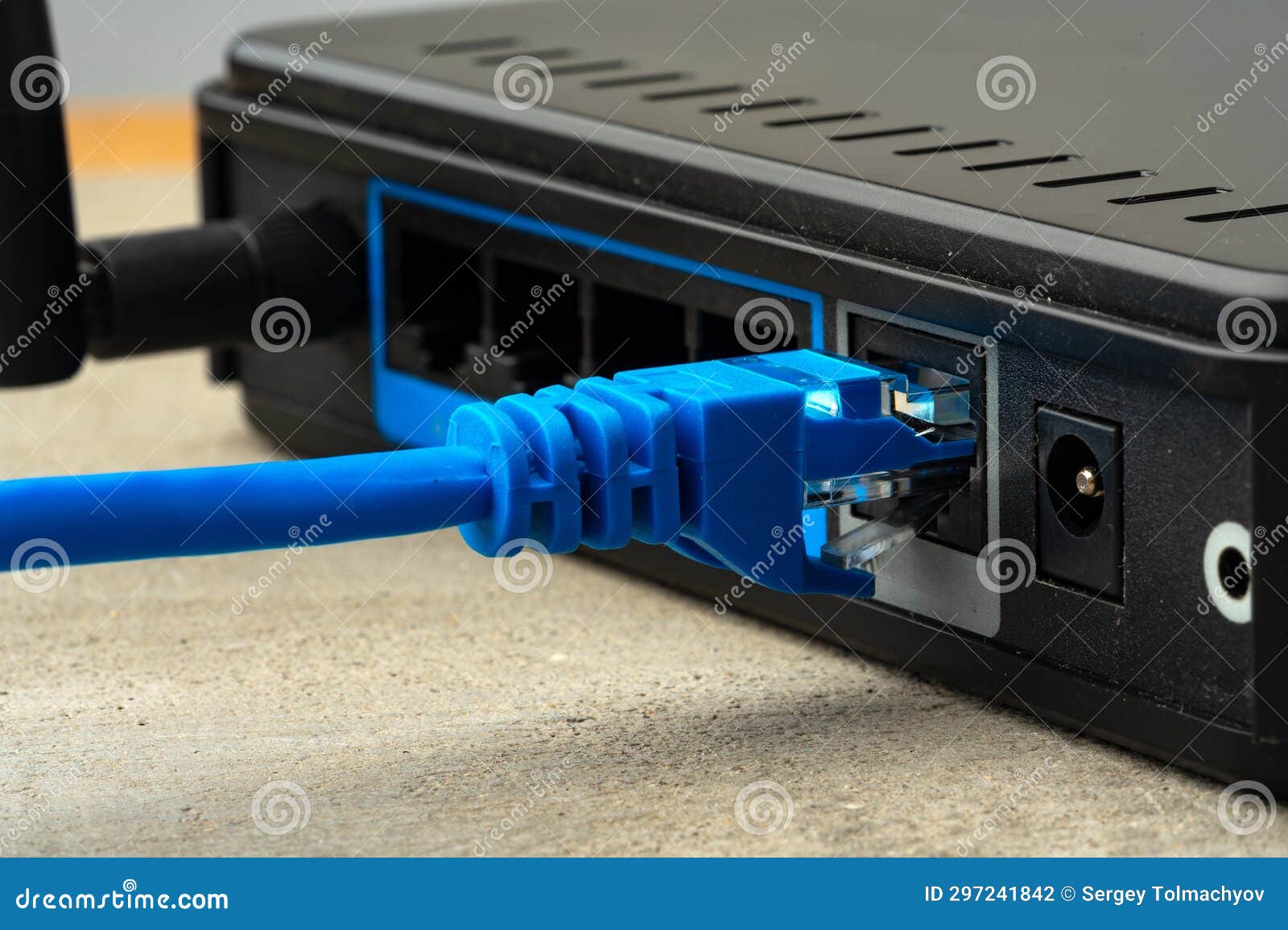 Modern Router with Cables Plugged in Close Up Photo Stock Photo - Image ...
