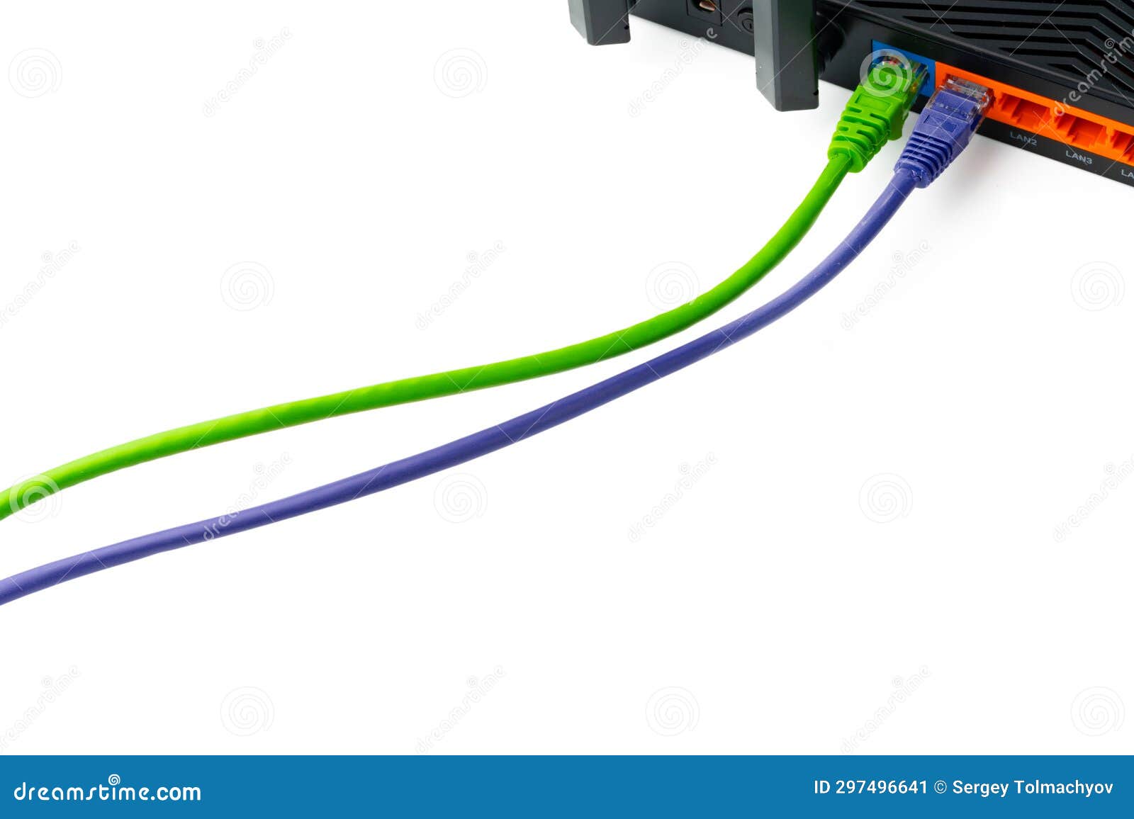 Modern Router with Cables Plugged in Close Up Photo Stock Image - Image ...