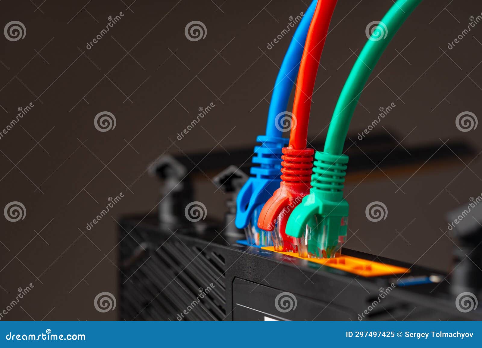 Modern Router with Cables Plugged in Close Up Photo Stock Image - Image ...