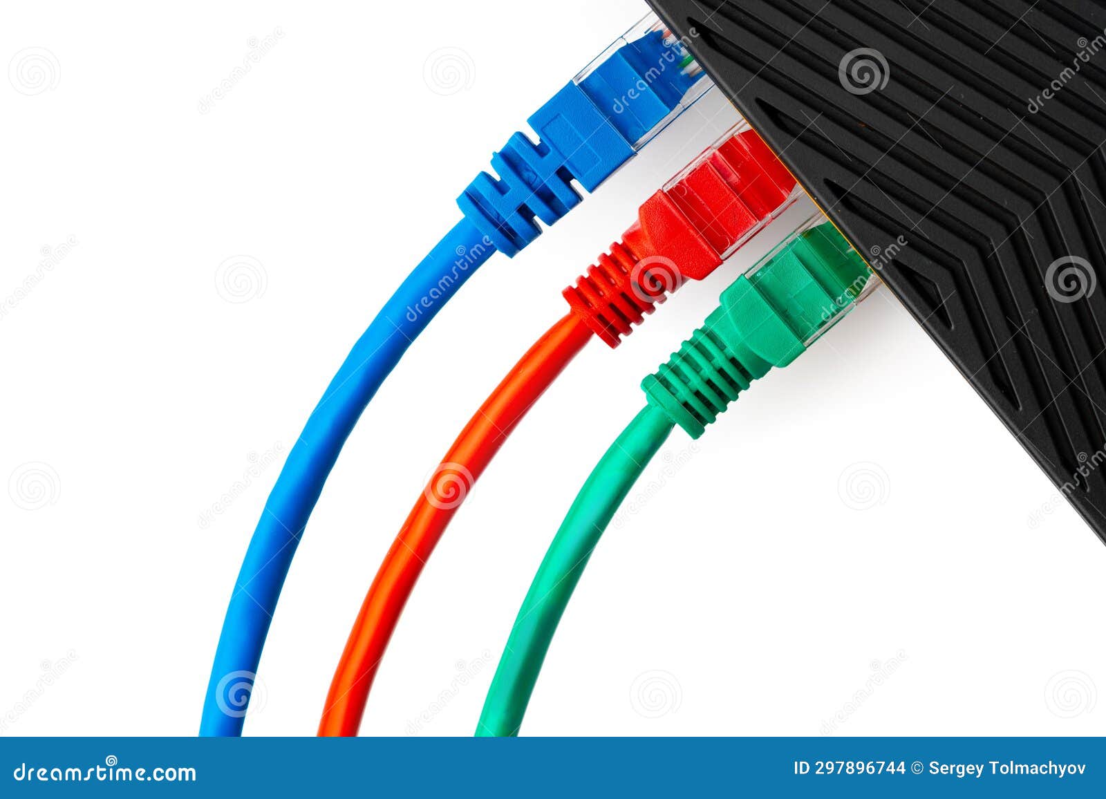 Modern Router with Cables Plugged in Close Up Photo Stock Photo - Image ...