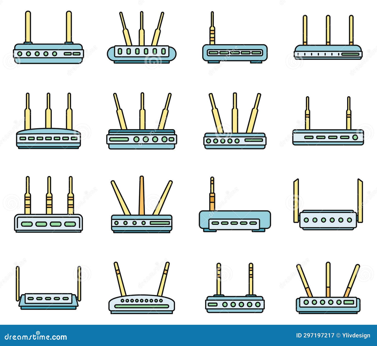 Modern Router Icons Set Vector Color Stock Vector - Illustration of ...