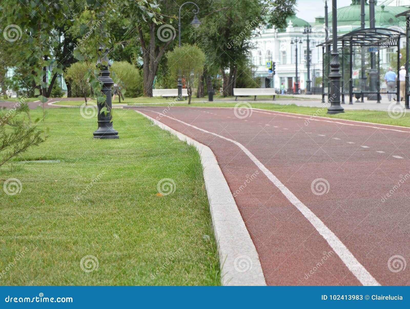 Modern Running Track in the Park, Place for Text Stock Image - Image of ...