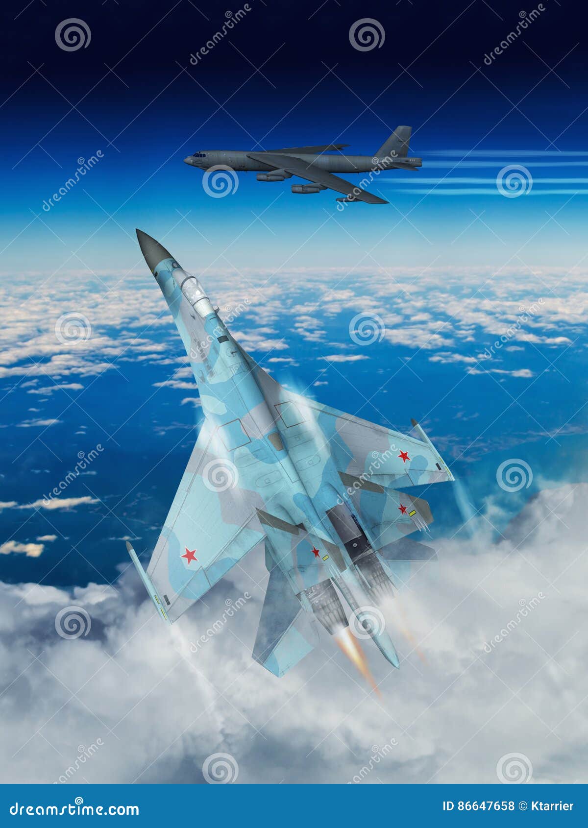 Modern Russian Jet Bomber Aircraft. Vector Draw | CartoonDealer.com ...