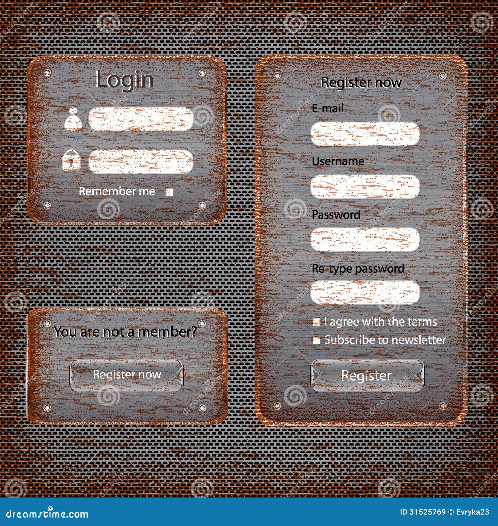 Modern Rusted Web Card Login Form Stock Vector - Illustration of button ...