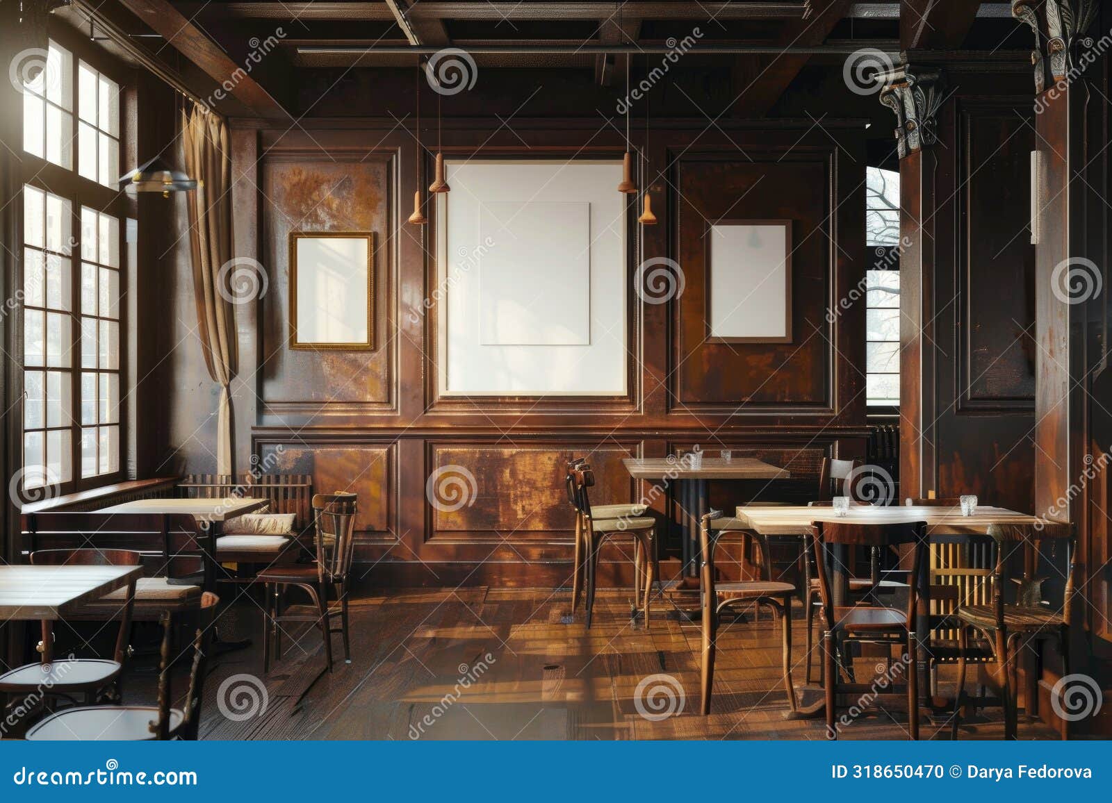 Modern Rustic Bar Interior with Blank White Projector Screen Stock ...