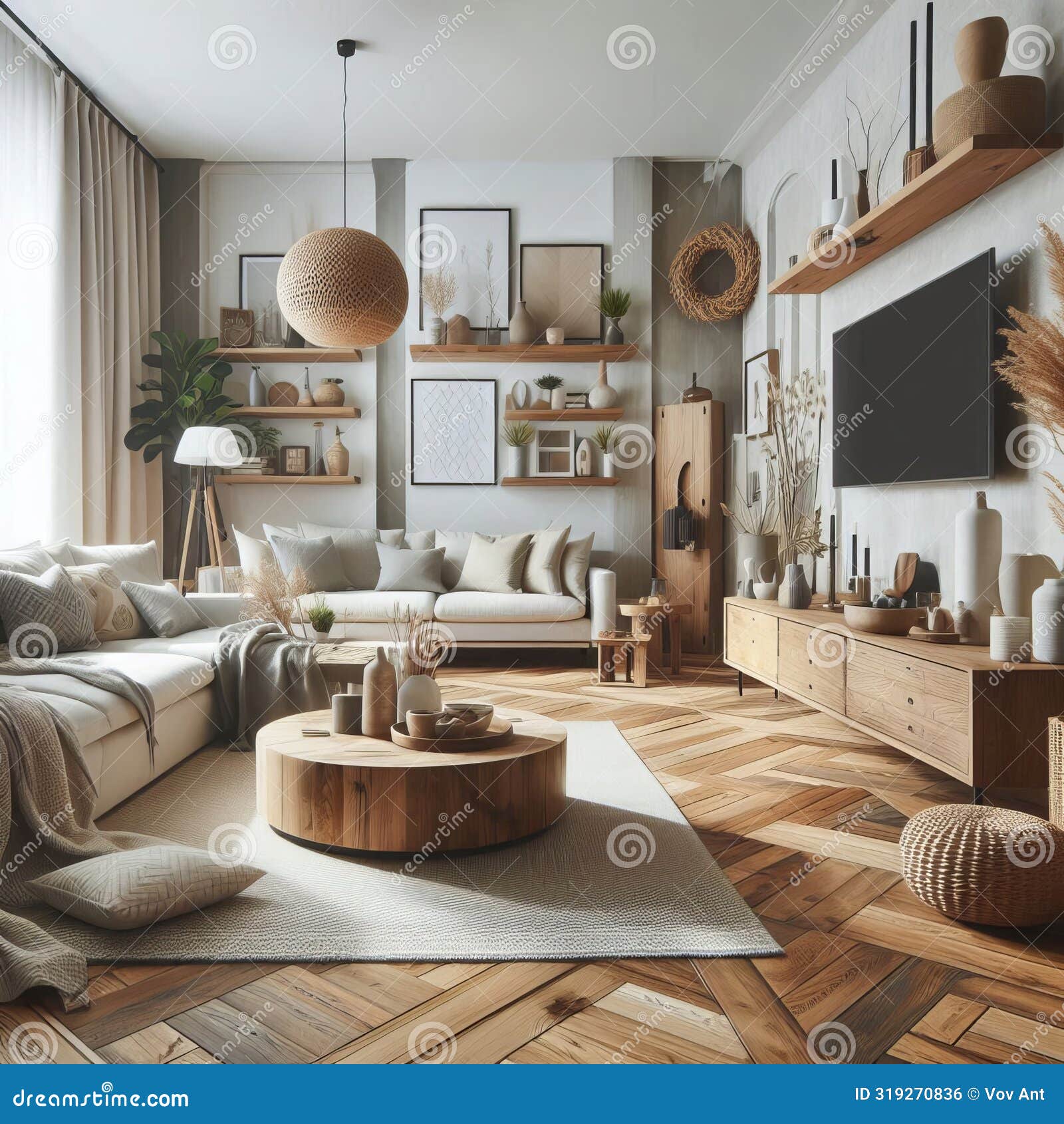 Modern Rustic Living Room with a Mix of Modern and Rustic Eleen Stock ...