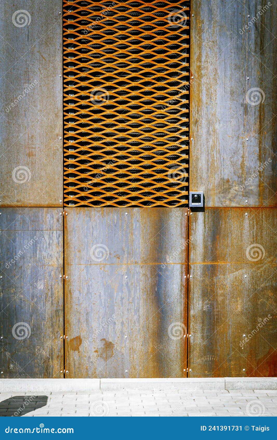 Modern rusty metal wall stock image. Image of exterior - 241391731