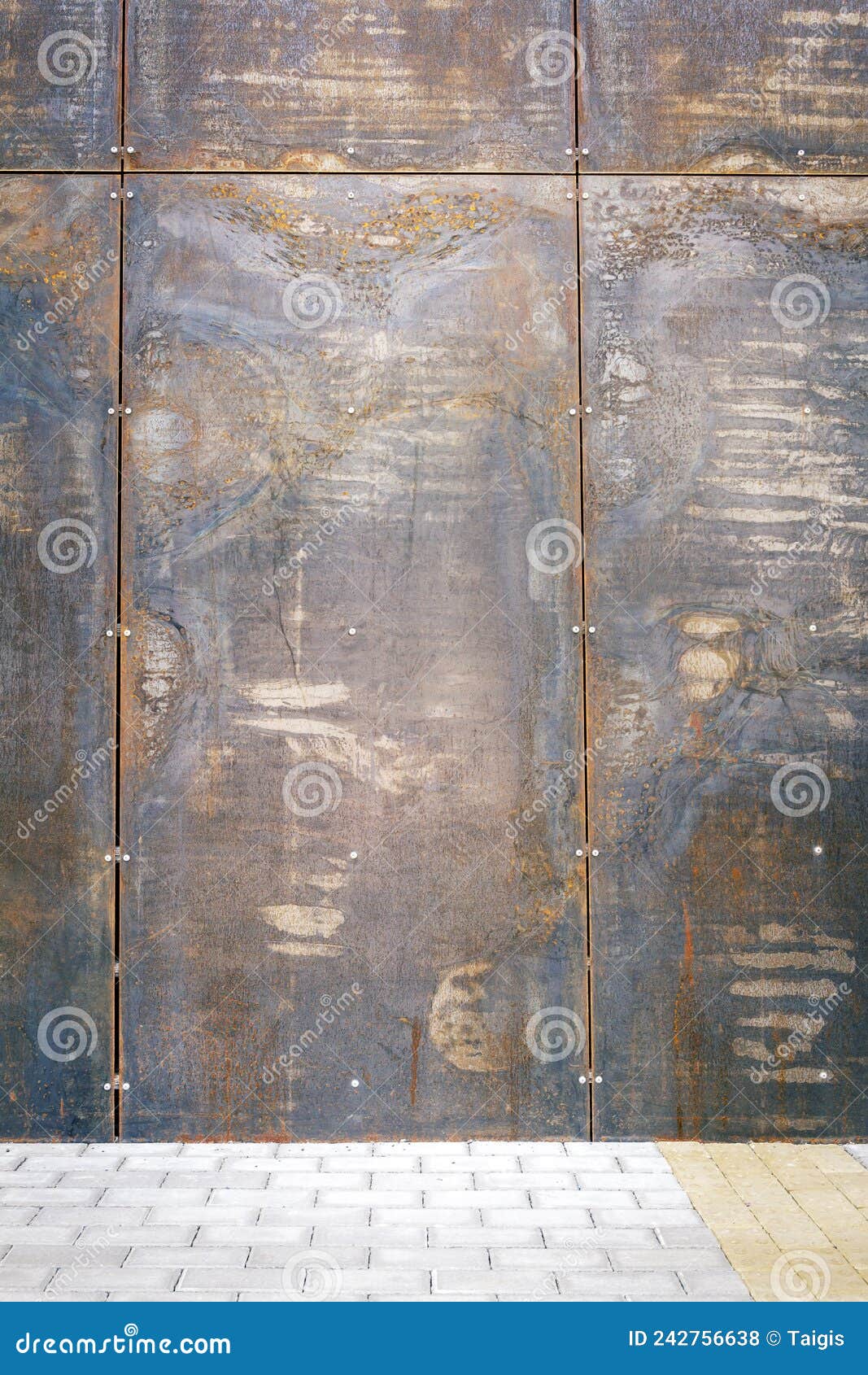 Modern rusty metal wall stock photo. Image of concrete - 242756638