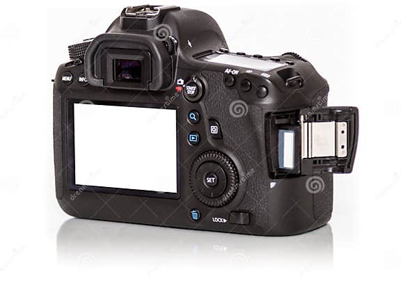 Modern S Digital Camera from Back, Isolated on Wh Stock Photo - Image ...