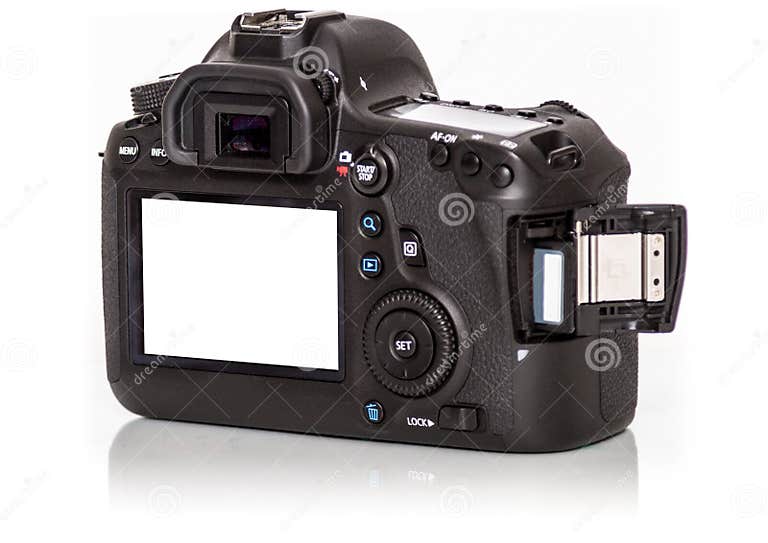 Modern S Digital Camera from Back, Isolated on Wh Stock Photo - Image ...