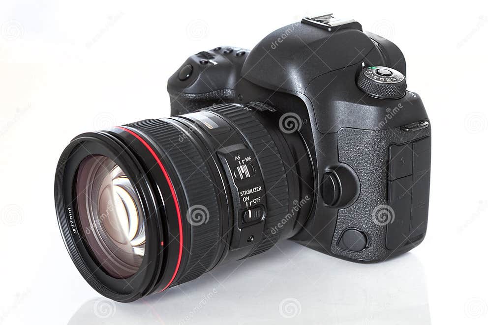 Modern S Digital Camera from Back, Isolated on Wh Stock Photo - Image ...