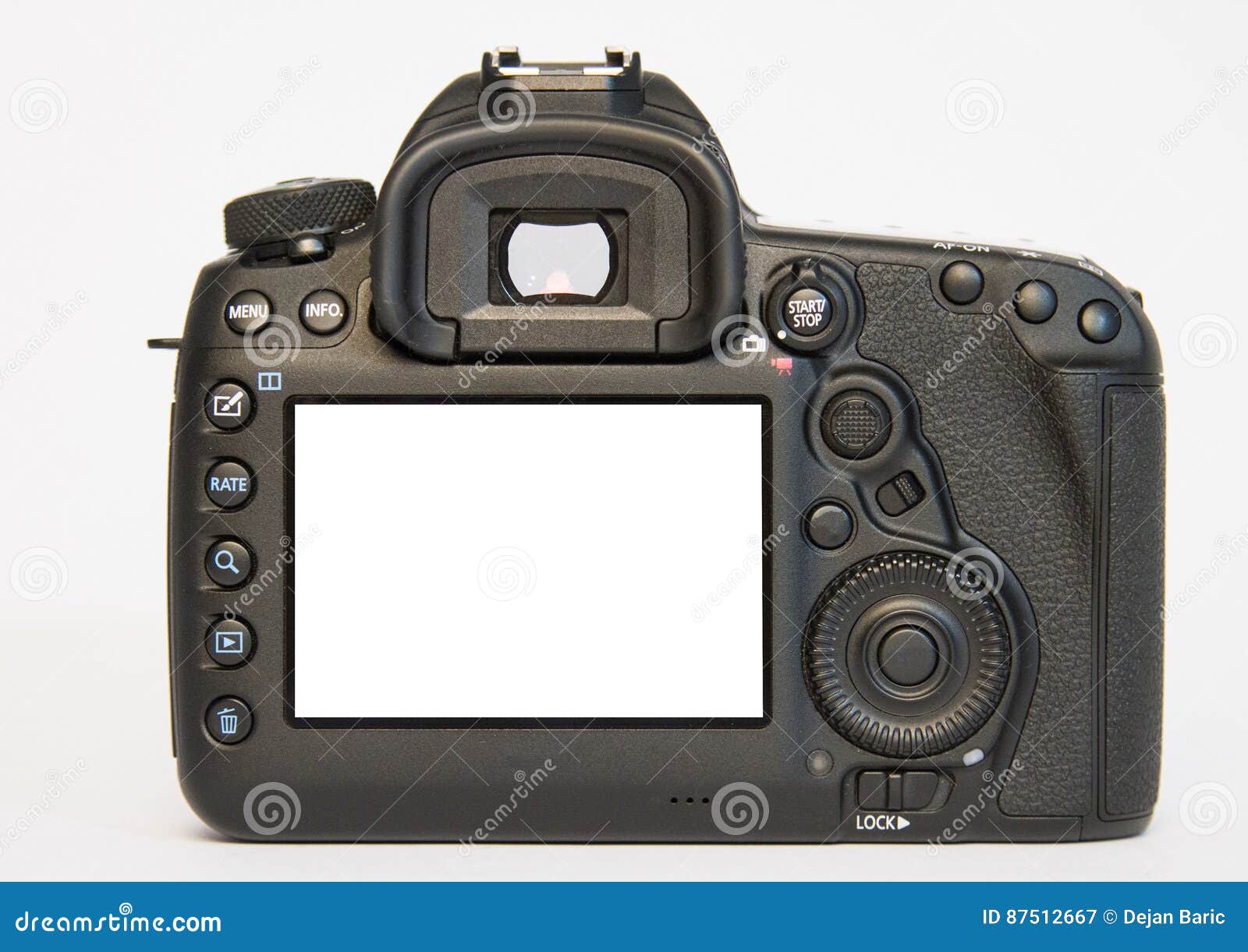 Modern S Digital Camera from Back, Isolated on Wh Stock Image - Image ...