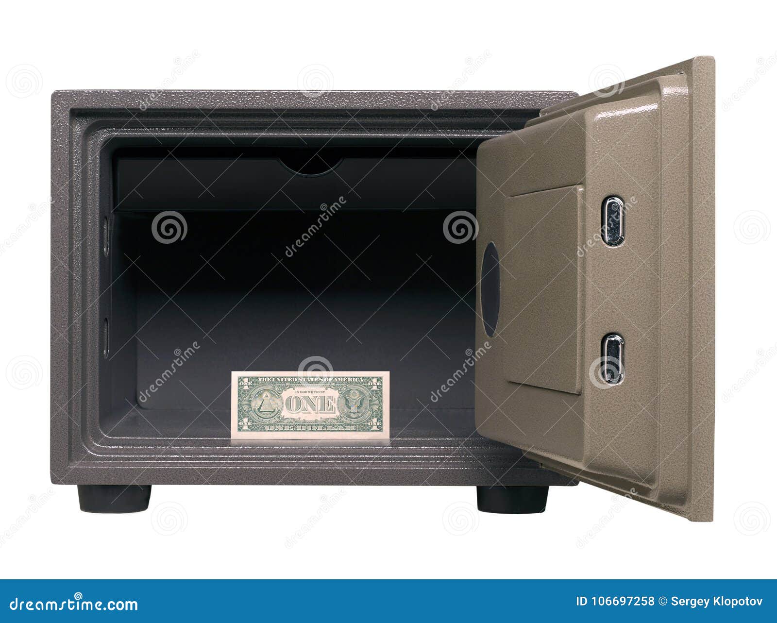 A Modern Safe with an Open Door and a Dollar Bill. Stock Photo - Image ...