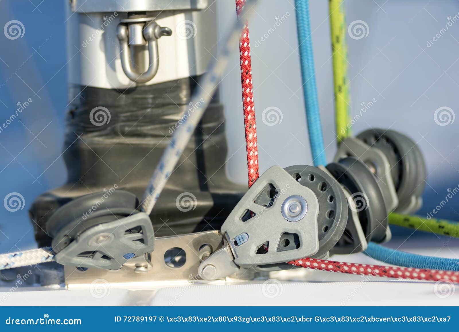Modern Sailing Pulleys stock image. Image of spool, hull - 72789197