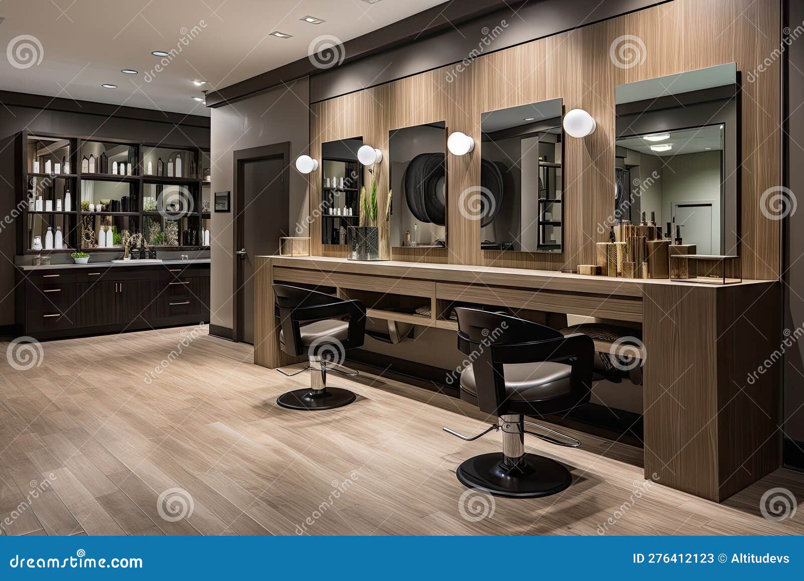 Modern Salon with Sleek Styling Stations and Bamboo Tools for the ...
