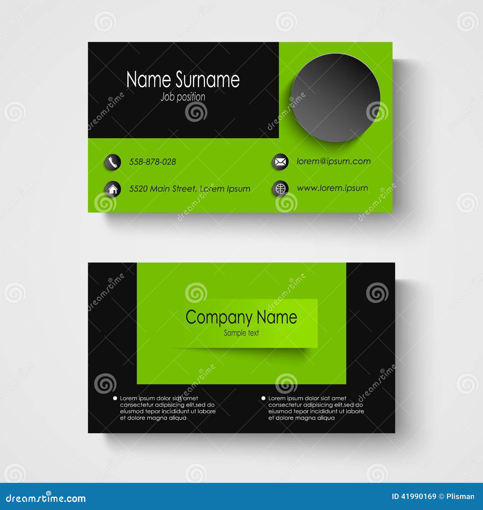 Modern Sample Green Business Card Template Stock Vector - Illustration ...