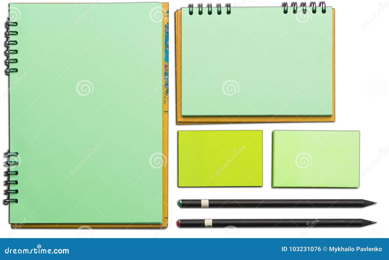 Modern Samples of Stationery, Notebooks, Stickers and Pencils. Stock ...
