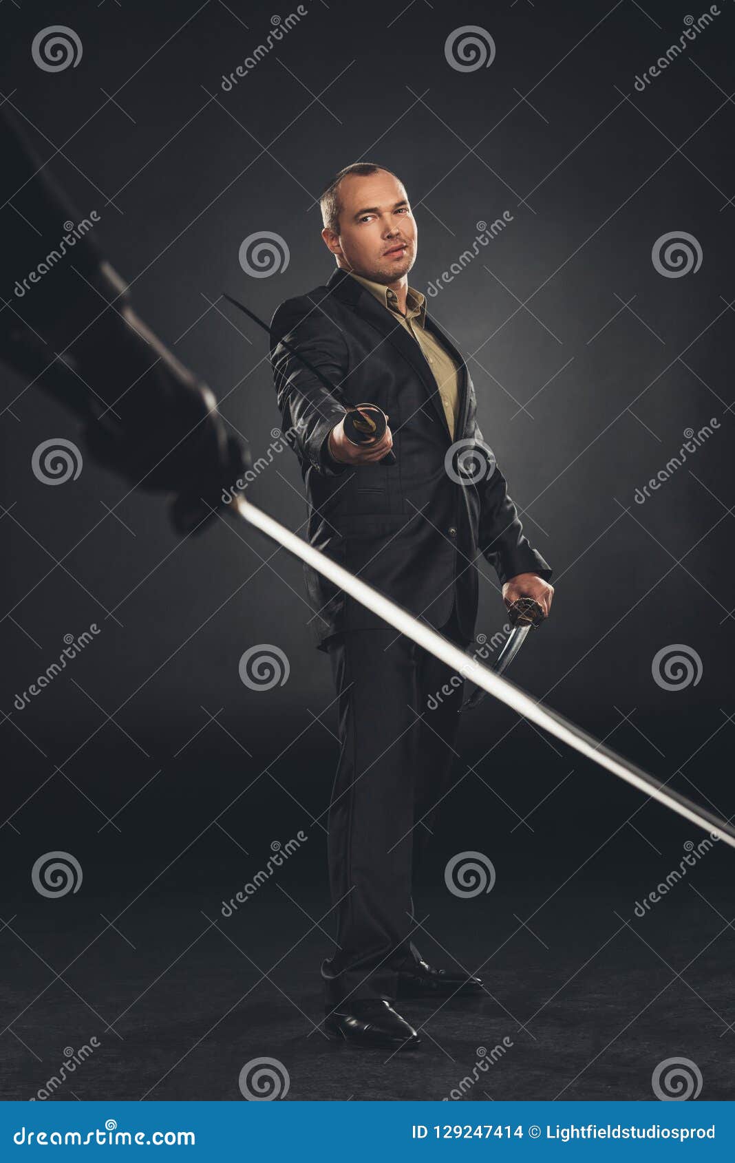 Modern Samurai in Suit Ready To Fight Stock Photo - Image of ...