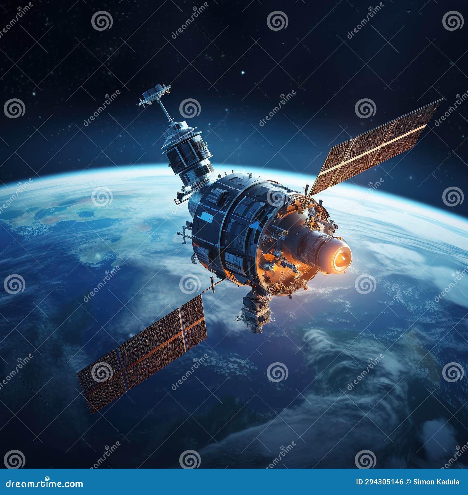 Modern Satellite by the Earth with Connections in the Space, Technology ...