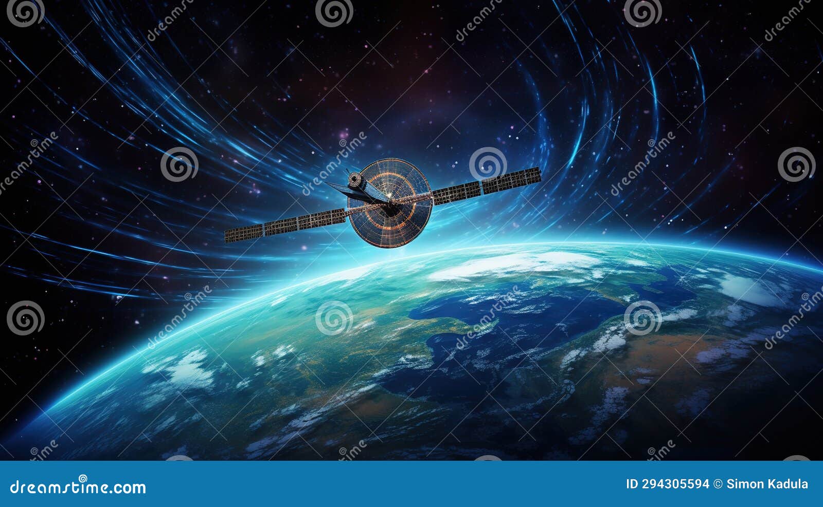 Modern Satellite by the Earth with Connections in the Space, Technology ...