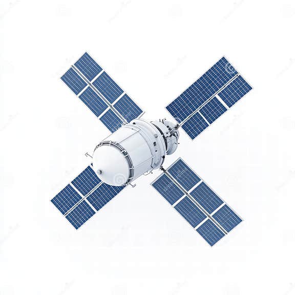 Modern Satellite Module in Orbit Featuring Advanced High-Tech Solar ...