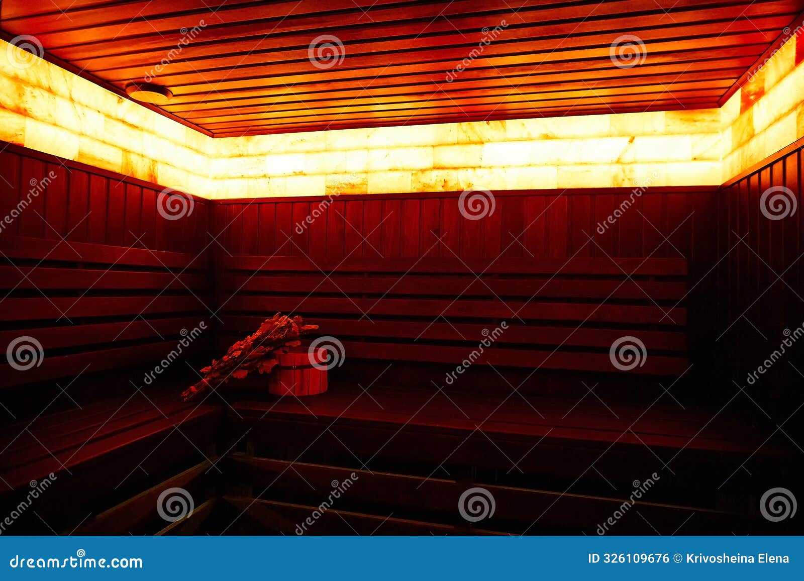 A Modern Sauna with Red Lighting and Wooden Walls Stock Photo - Image ...
