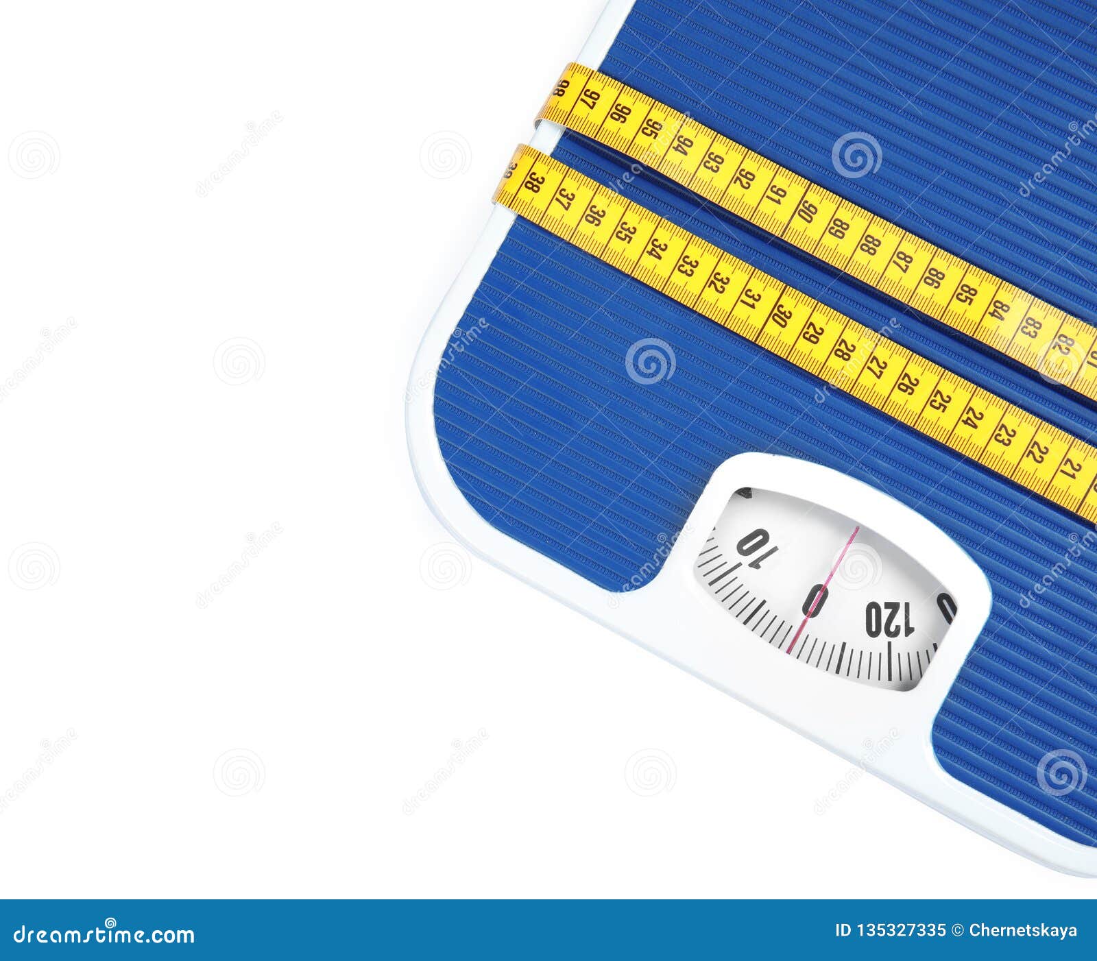 Modern Scales and Tape Measure on White Stock Image - Image of mass ...