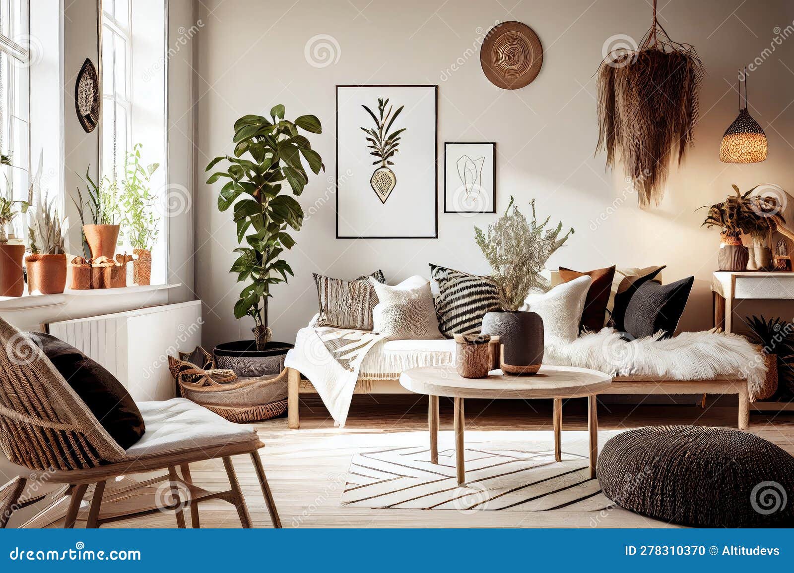 Modern Scandi-boho Interior with Sleek Furnishings and Natural Textures ...