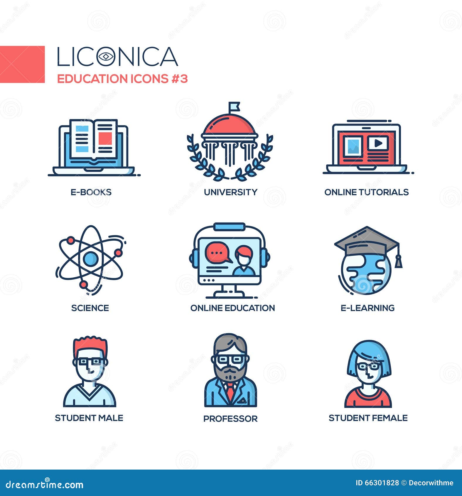 Modern School and Education Thin Line Design Icons, Pictograms Stock ...