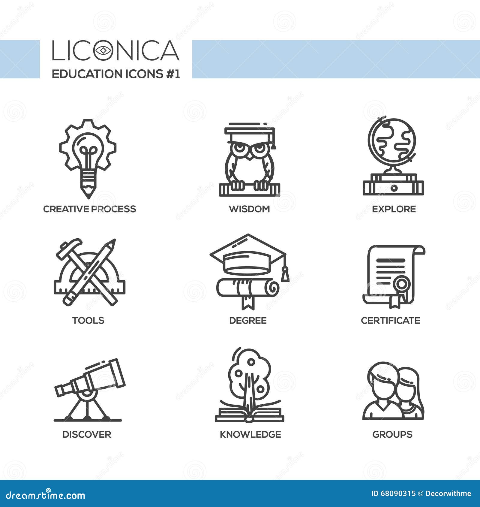 Modern School and Education Thin Line Design Icons, Pictograms Stock ...