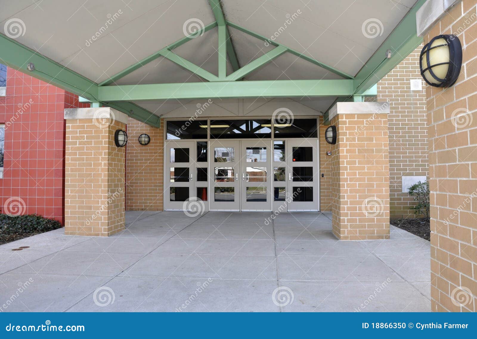 Modern school entrance stock photo. Image of facade, school - 18866350