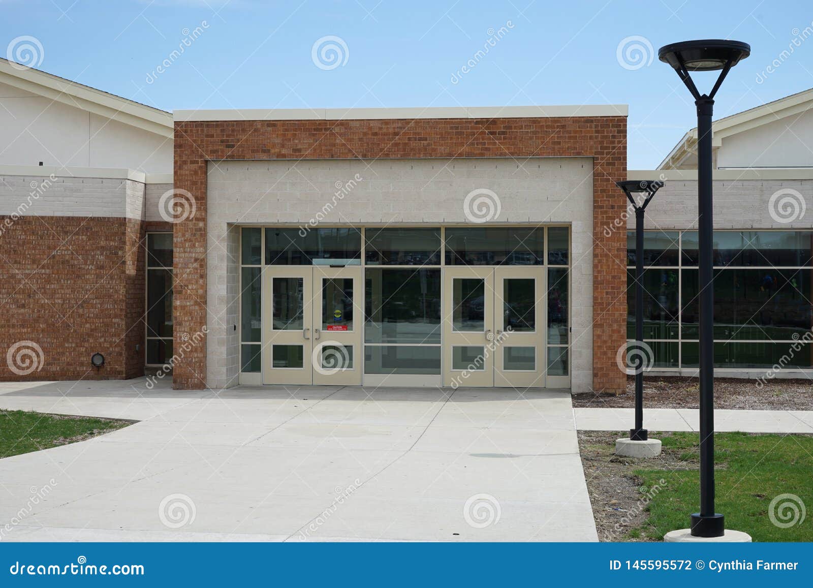 Modern school exterior stock photo. Image of school - 145595572