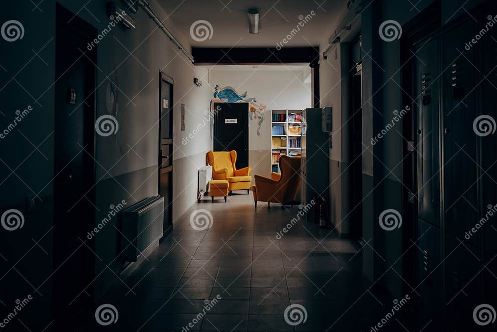 A Modern School Library Corner Stock Image - Image of wall, home: 278259299