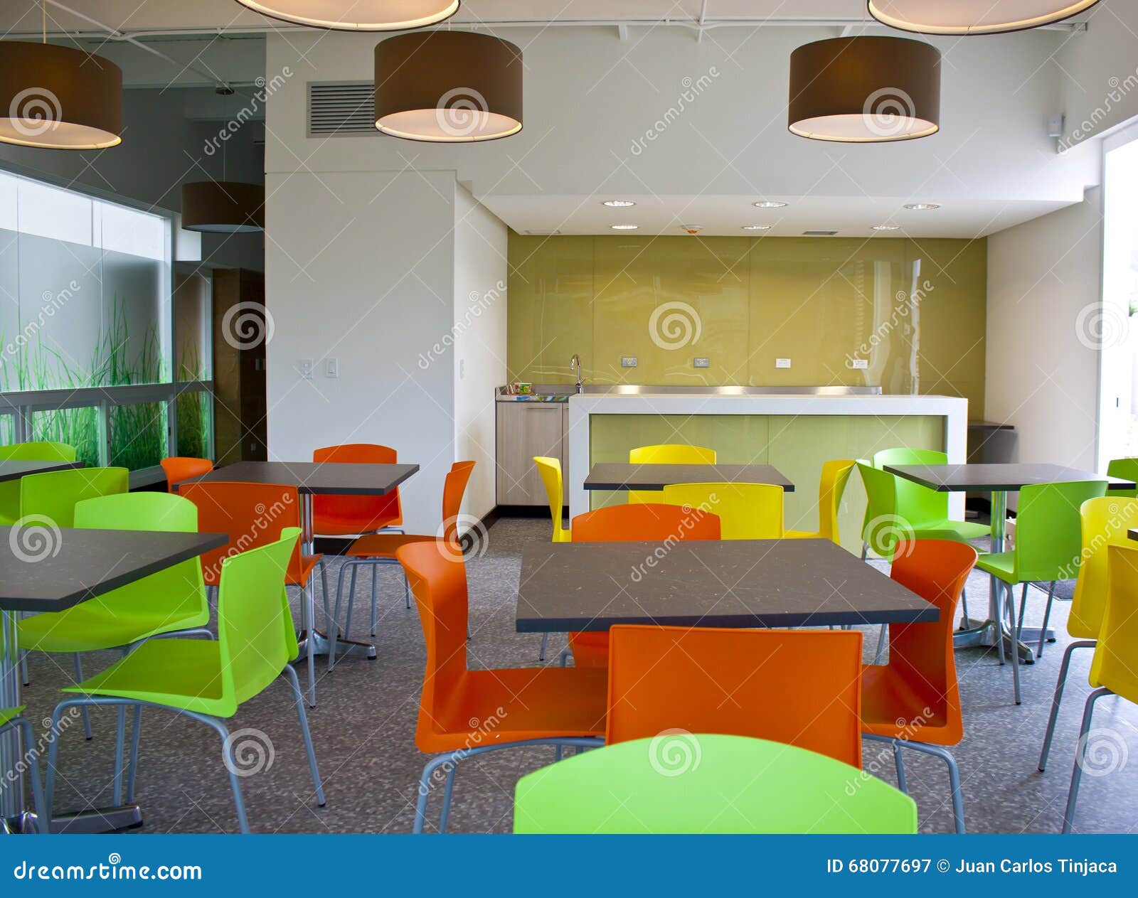 Modern school restaurant. stock image. Image of food - 68077697