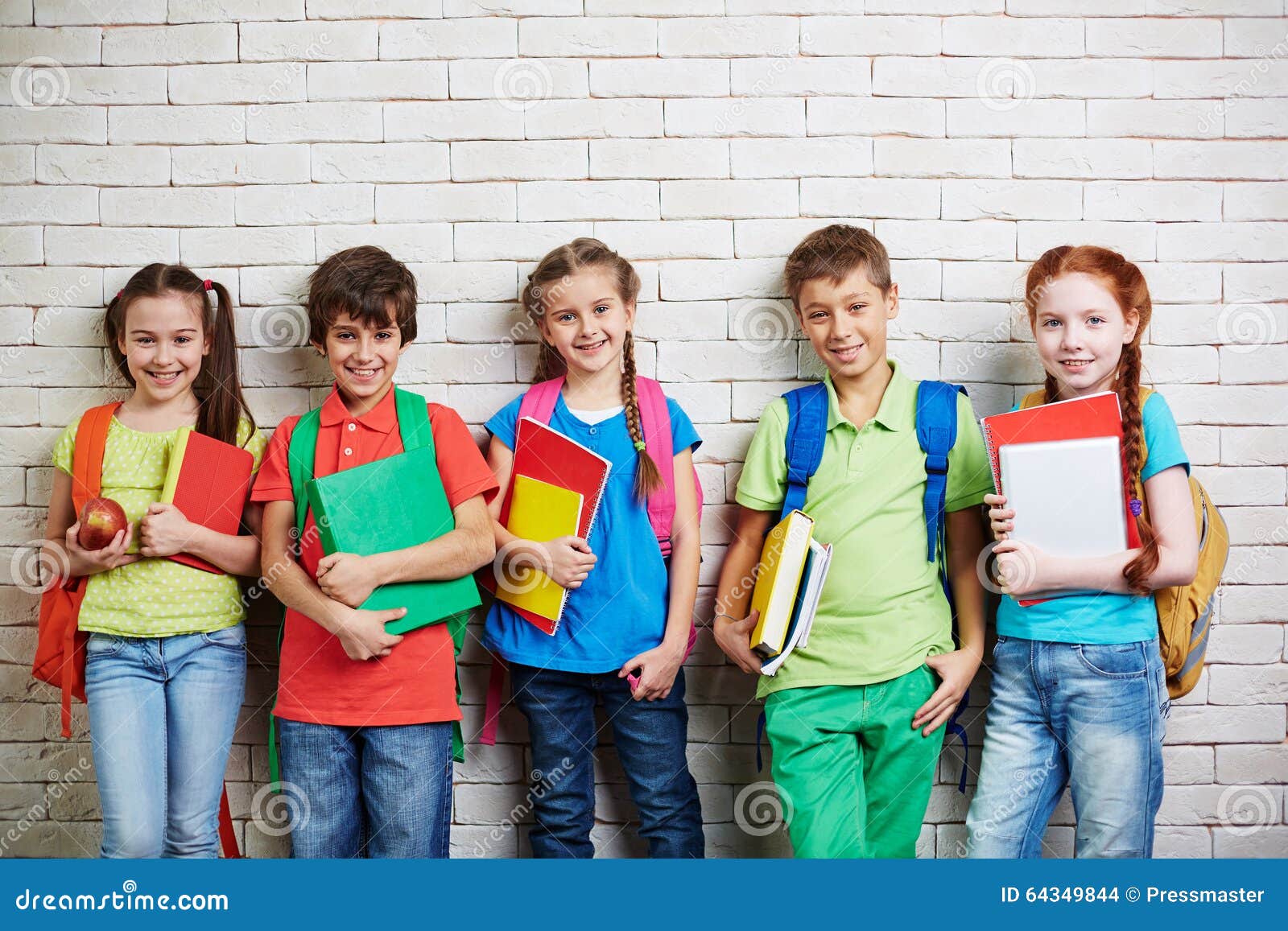 Modern schoolchildren stock photo. Image of friends, smiling - 64349844