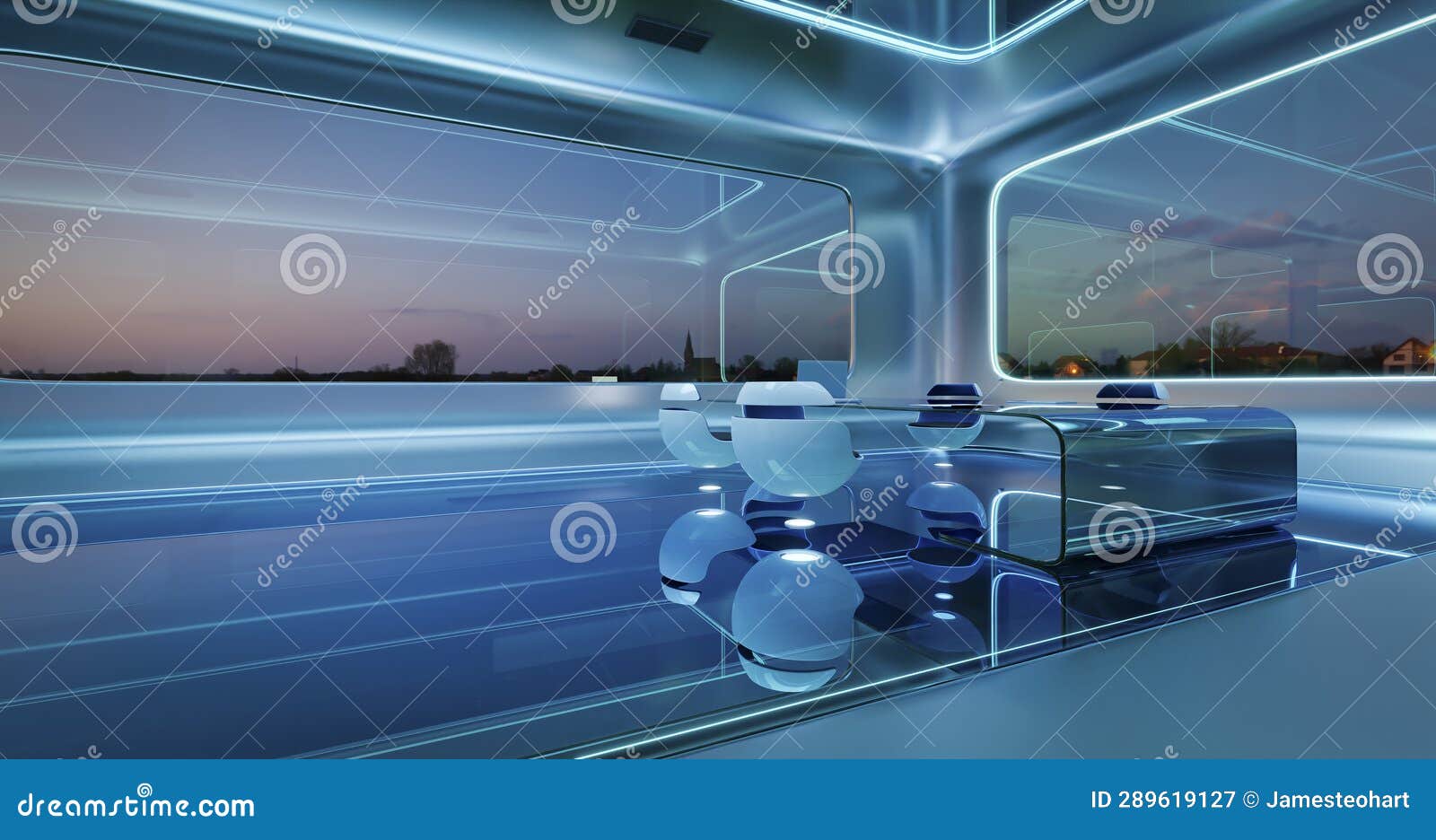 Modern Sci-fi Futuristic Interior Office Design with Beautiful ...