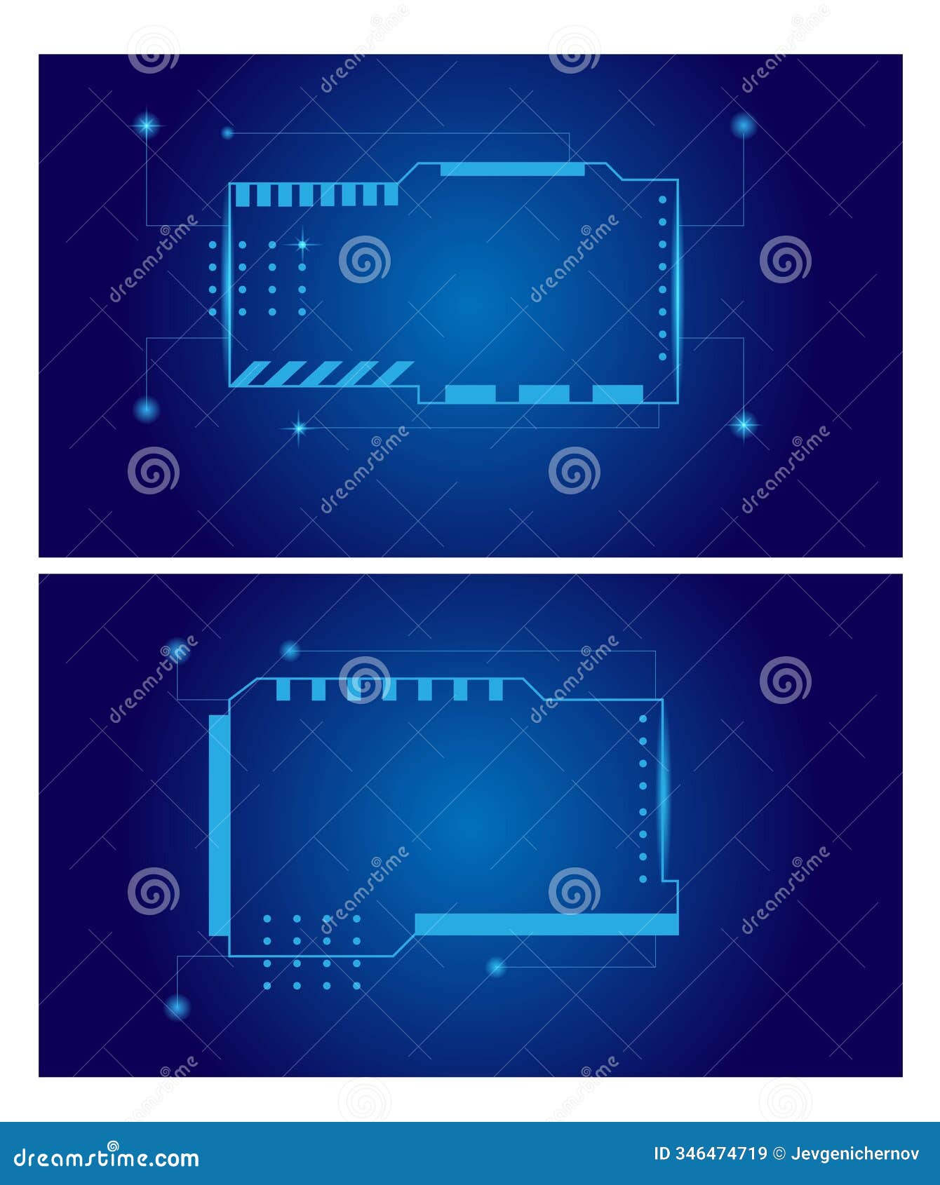 Modern Sci-Fi Technology Frames in Blue Stock Illustration ...