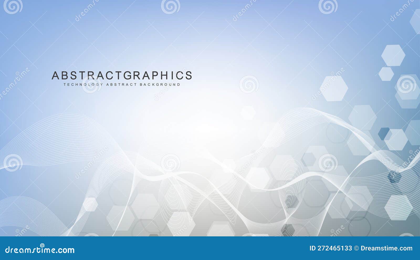 Modern Science Background with Lines, Dots and Hexagons. Wave Flow ...