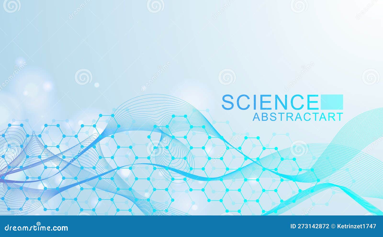Modern Science Background with Lines, Dots and Hexagons. Wave Flow ...