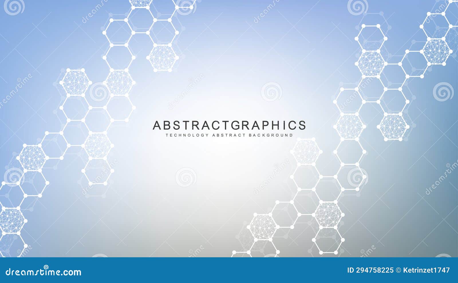Modern Science Background with Lines, Dots and Hexagons. Wave Flow ...