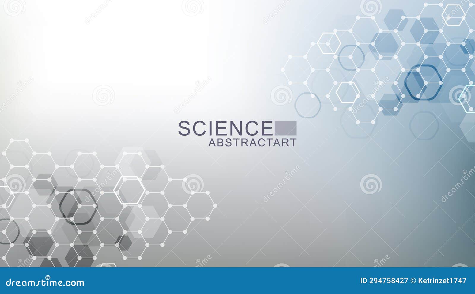 Modern Science Background with Lines, Dots and Hexagons. Wave Flow ...