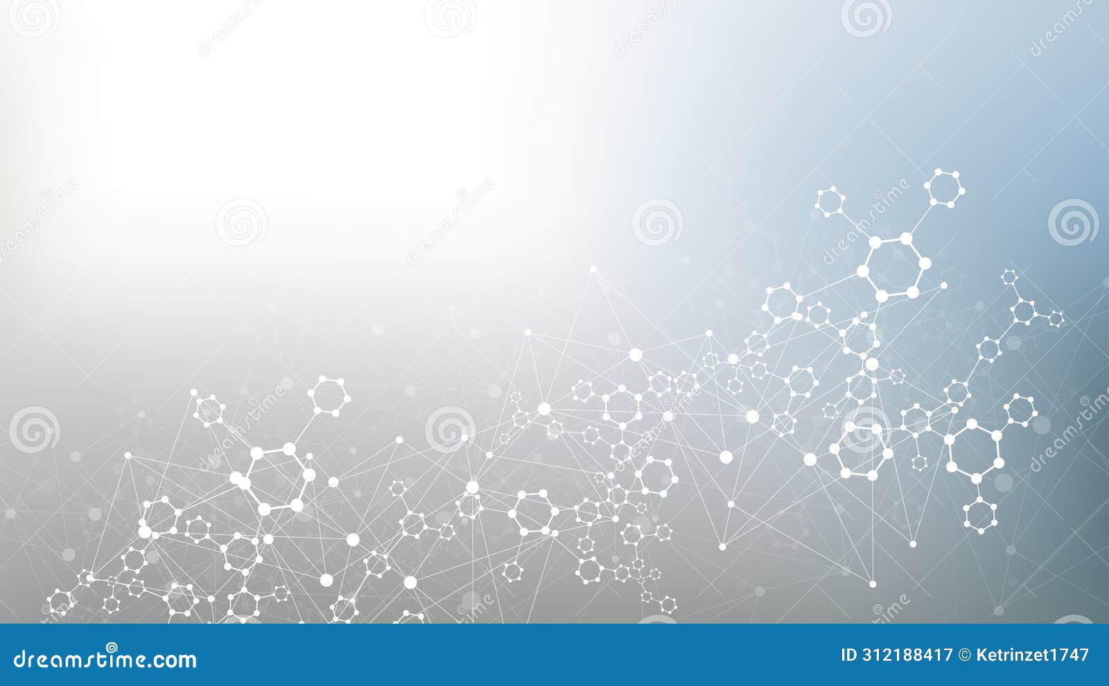 Modern Science Background with Lines, Dots and Hexagons. Wave Flow ...