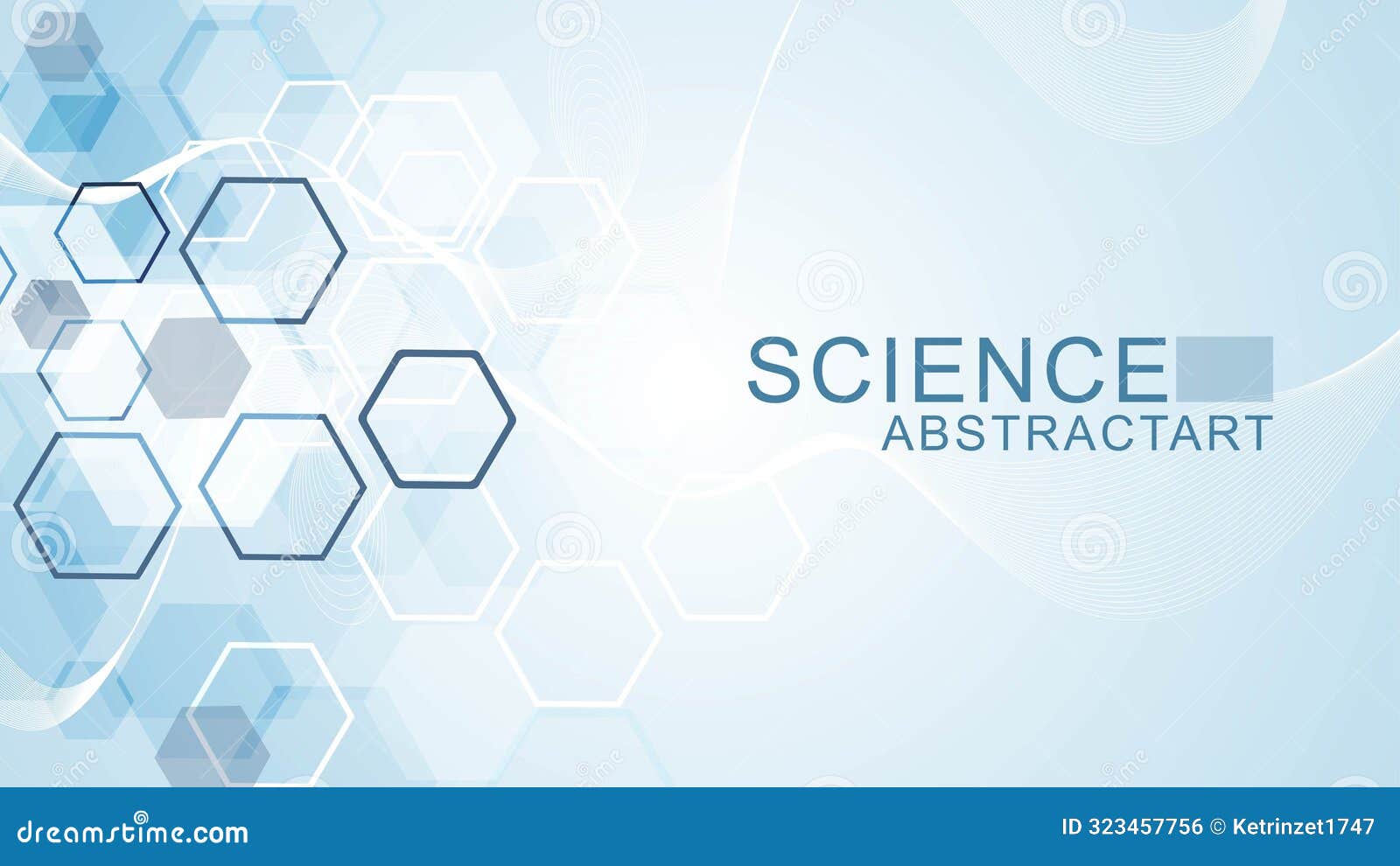 Modern Science Background with Lines, Dots and Hexagons. Wave Flow ...