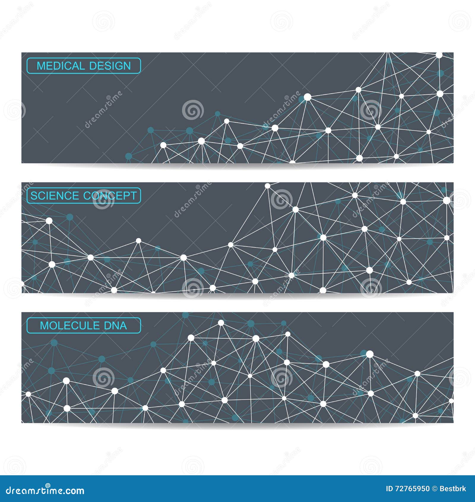Modern Science Banners. Molecule Structure Of DNA And Neurons Vector ...