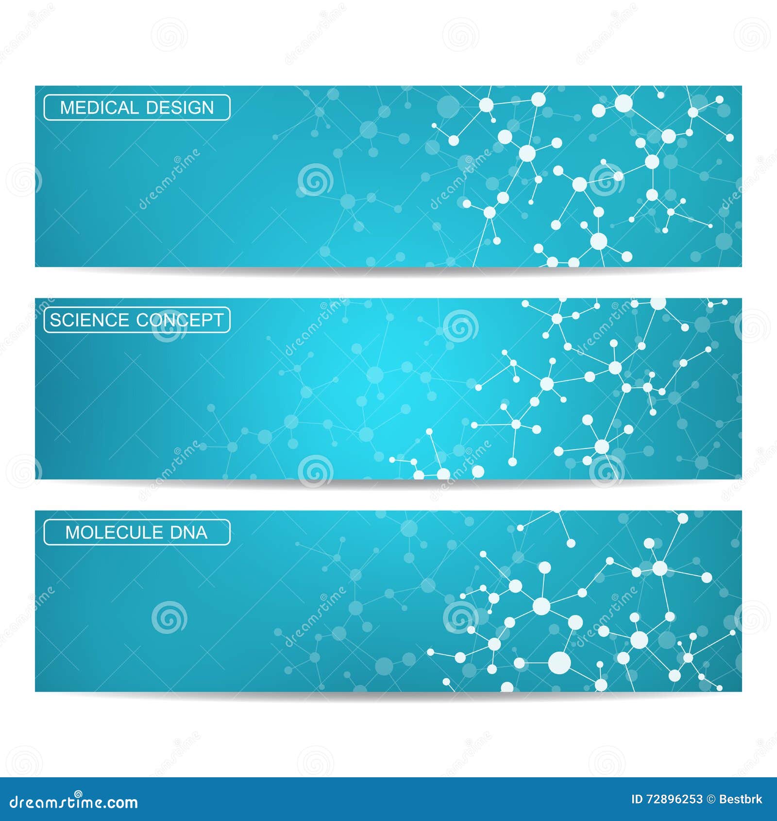 Modern Science Banners. Molecule Structure Of DNA And Neurons Cartoon ...